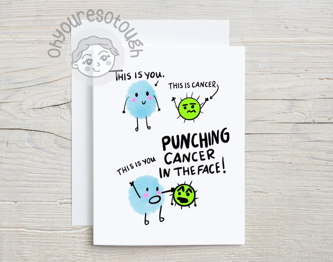 Cancer Encouragement Card Funny Punch Cancer in the Face | Etsy