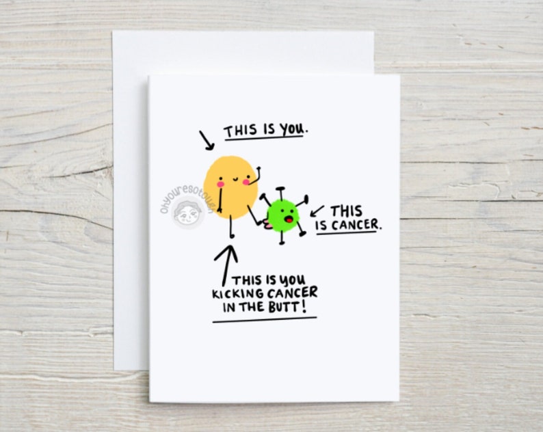 Cancer Encouragement Card Funny Kick Cancer's Butt - Etsy