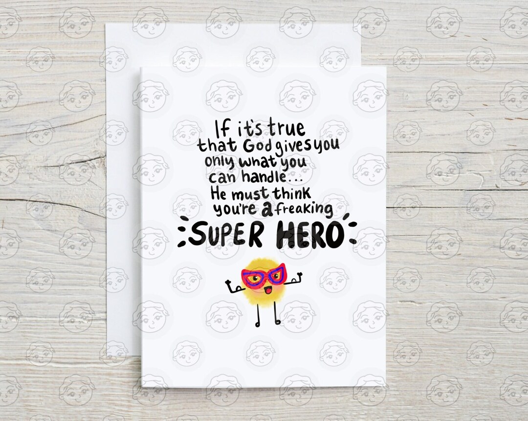 Cancer Support Card Funny - Super Hero- Cancer Encouragement - Cancer ...