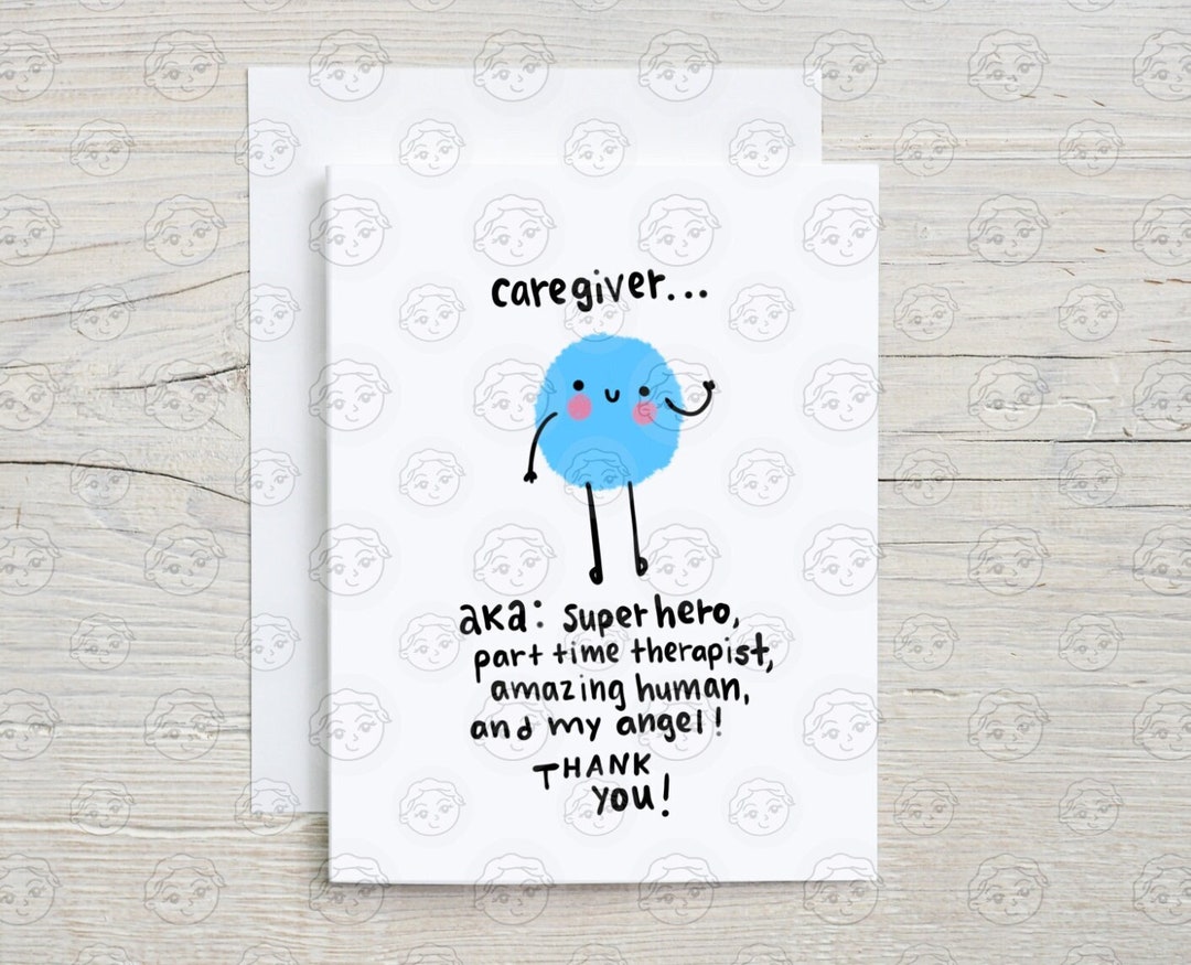 Caregiver Card - Caregiver Thank You Card Cute Funny - Caregiver Gift ...