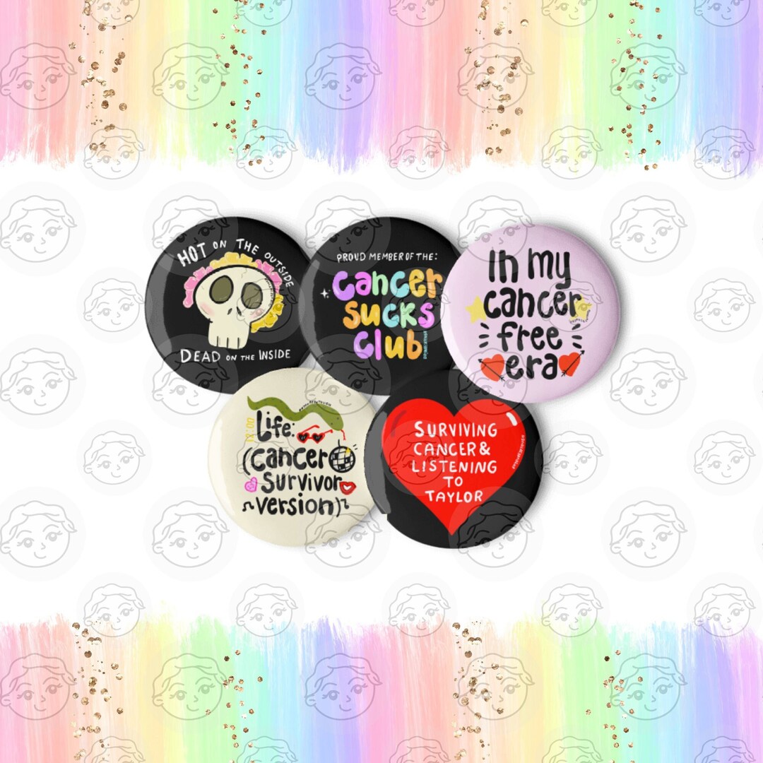 Funny Cancer Pin Set - Pin Back Buttons - Funny Cancer Gift - Cancer ...