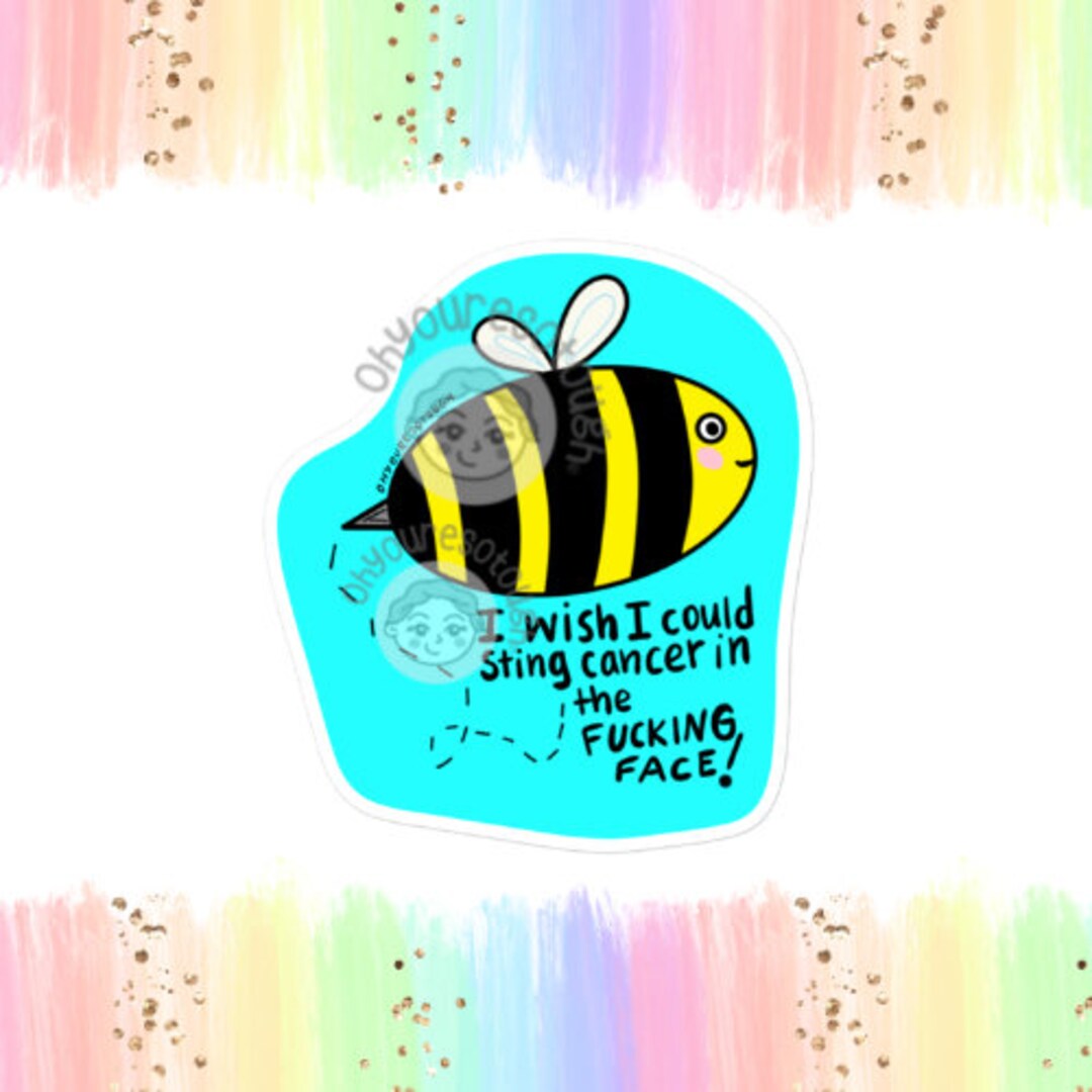 Funny Cancer Sticker - Sting Cancer in the Face - Funny Cancer Gift ...