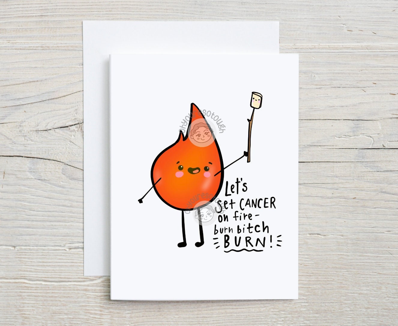 Funny Cancer Support Card - Burn Cancer - Cancer Encouragement - Cancer ...