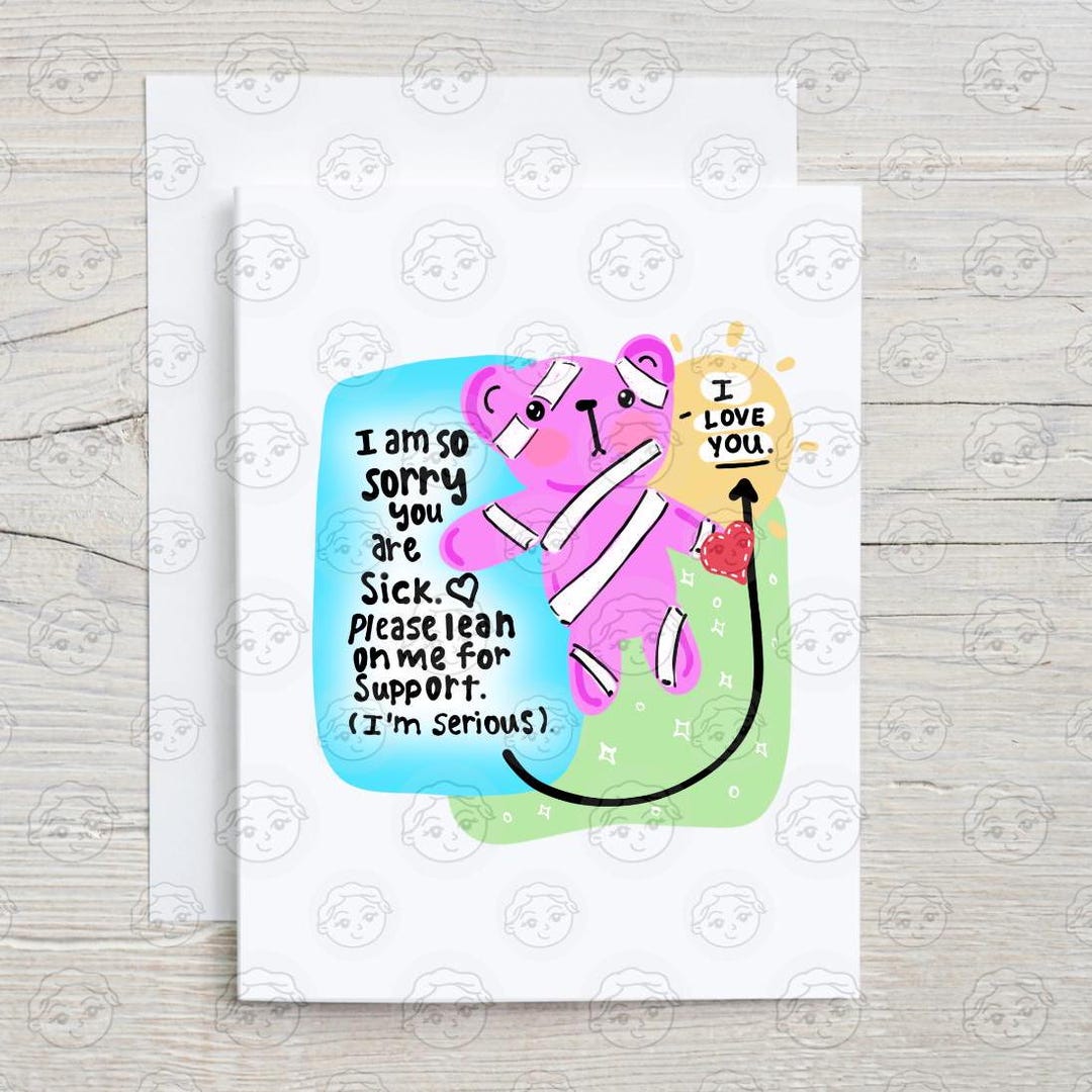 Get Well Card Cute - Cancer Card - Illness Support Gift - Feel Better ...