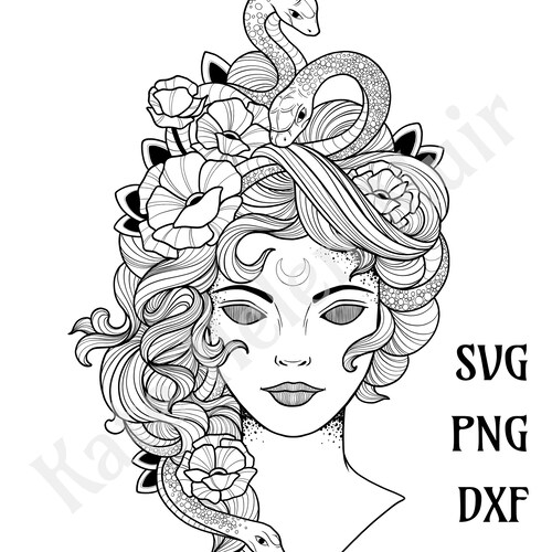 Medusa Tattoo Design Vector Stencil SVG PNG 02 - Etsy