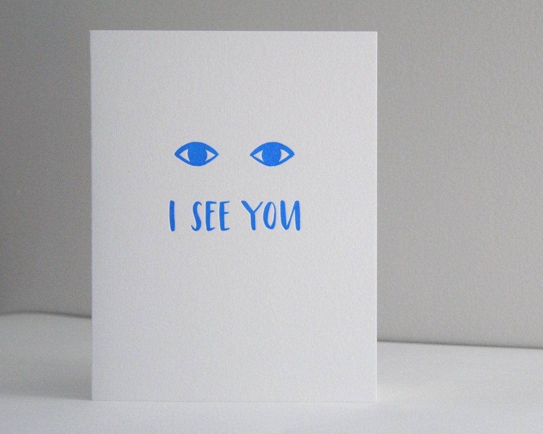 I See You Blue Eyes Letterpress Card Howl Paper Studio - Etsy
