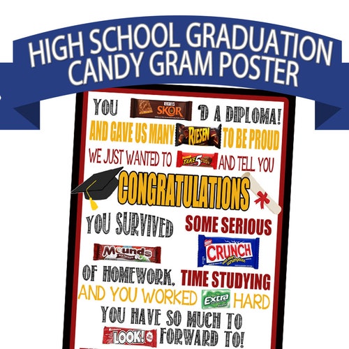 High School Graduation Candy Gram Poster Candy Bar Poster - Etsy