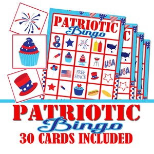 Patriotic Party Bingo Game, Fourth of July Party Game, Memorial Day ...