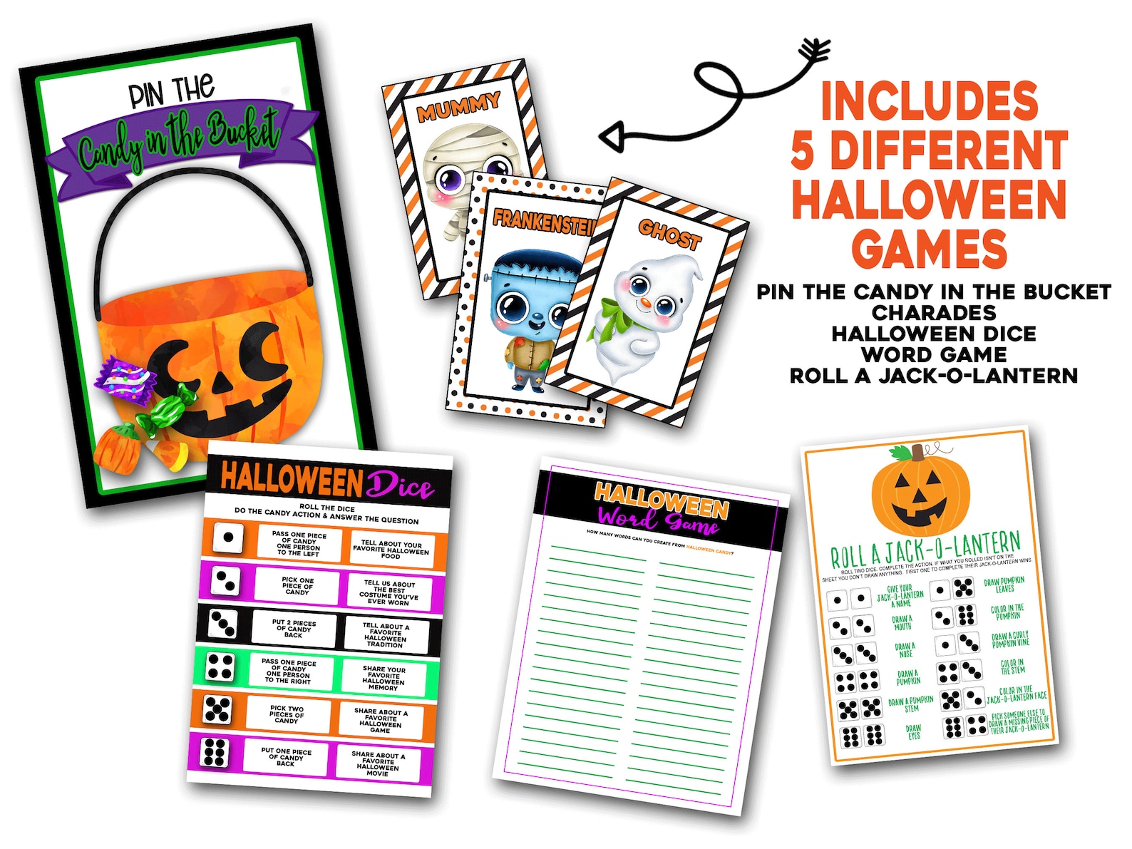 Halloween Party Game Bundle Group Party Game Family Friendly - Etsy
