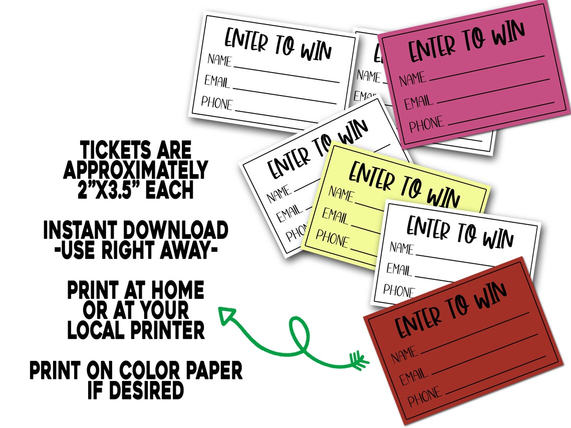 Enter to Win Tickets, Valentine Raffle Ticket and Sign Kit, Valentine ...