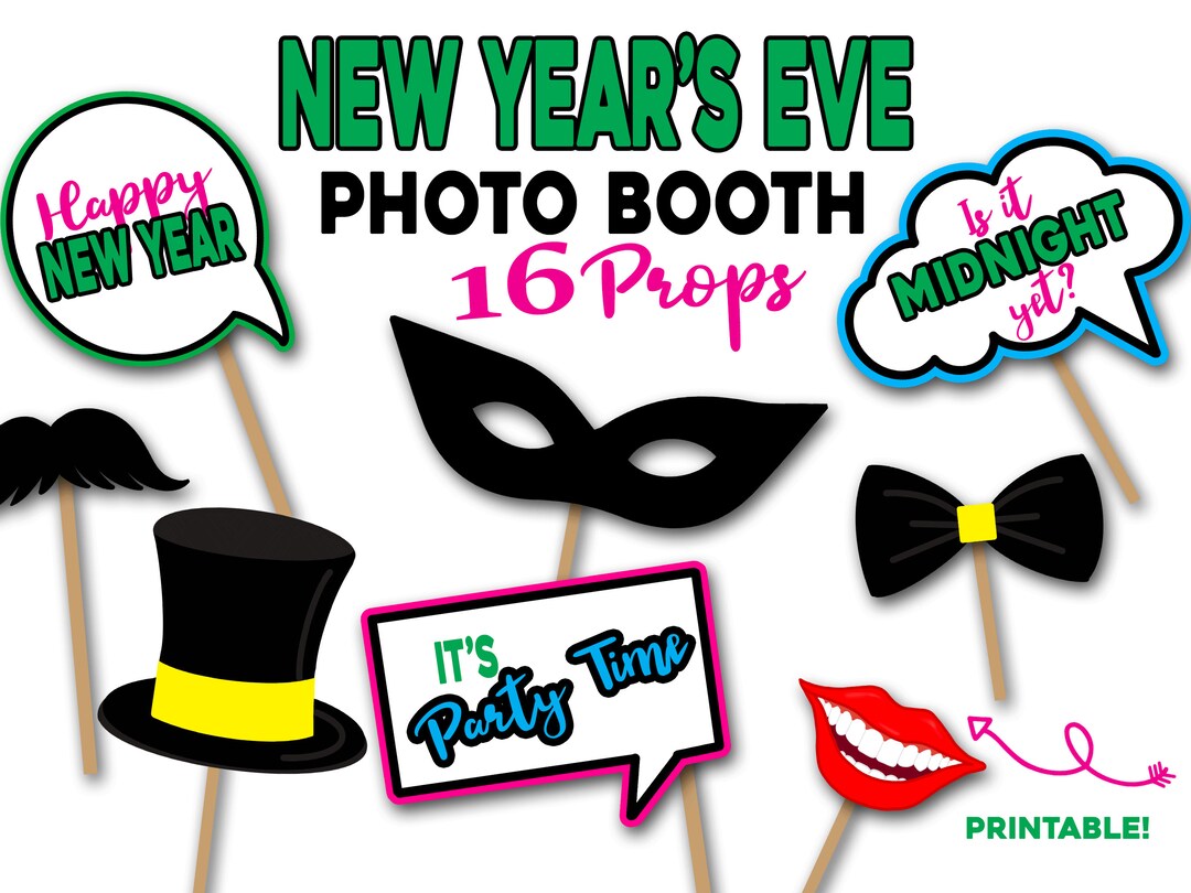 New Year's Eve Photo Booth Props, Photo Props for New Year's Eve, New ...
