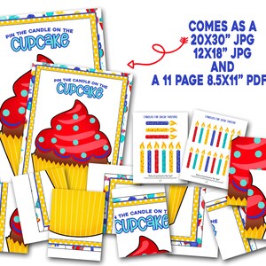 Birthday Party Game, Pin the Candle on the Cake, Printable Birthday ...