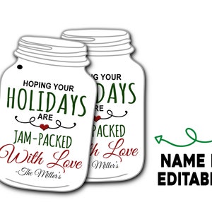Holiday Gift Tag, Jam Packed With Love, Holiday Neighbor Gift ...