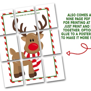 Pin the Nose on the Reindeer, Printable, Christmas Class Party Game ...