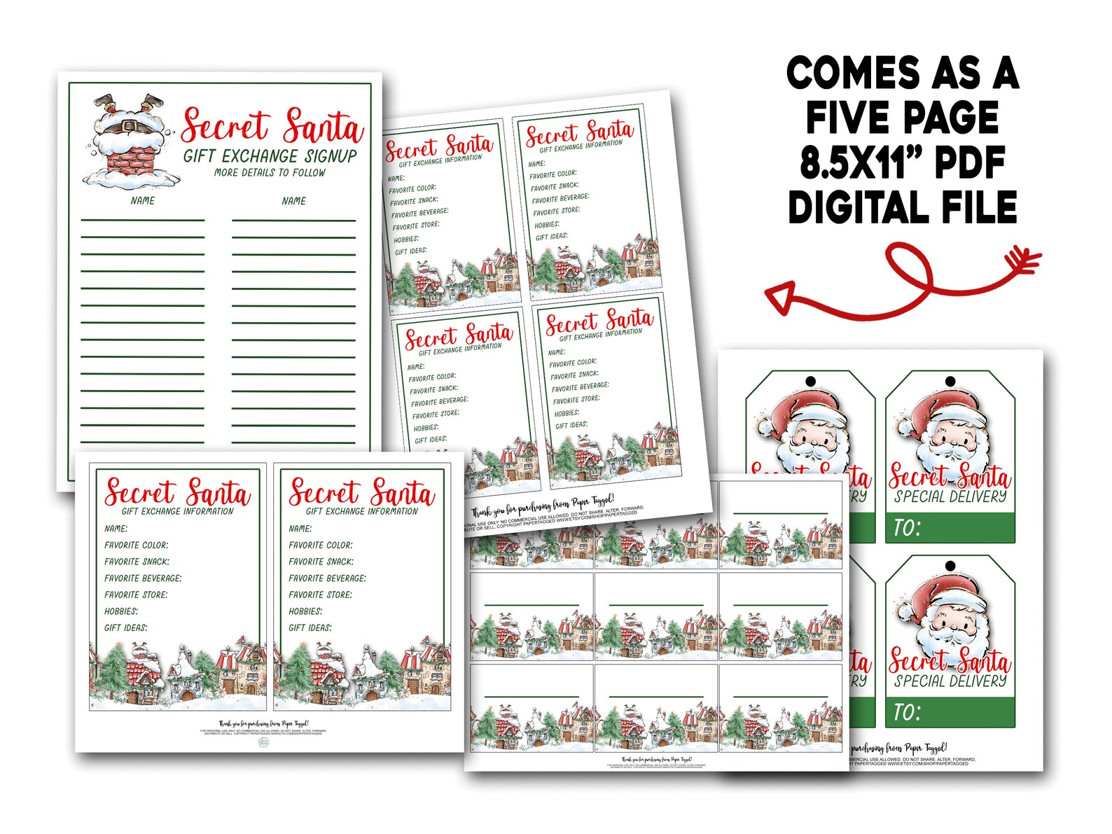 Secret Santa Gift Exchange Kit Printable Christmas Secret - Etsy