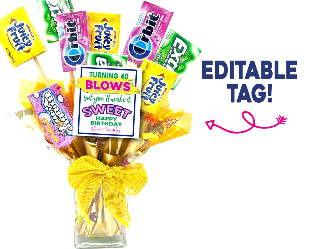 40th Birthday Gift Tag Candy Bar Poster Friend Birthday | Etsy