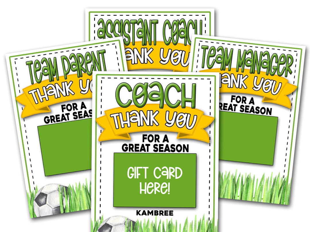 Soccer Coach Thank You Gift Card Holder, Soccer Thank You Card, Soccer ...