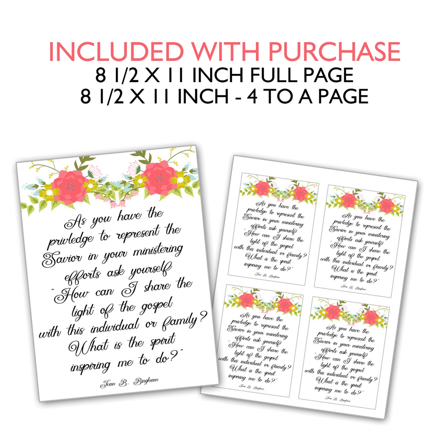 LDS Ministering Handout, Relief Society Handout, Ministering Printables ...