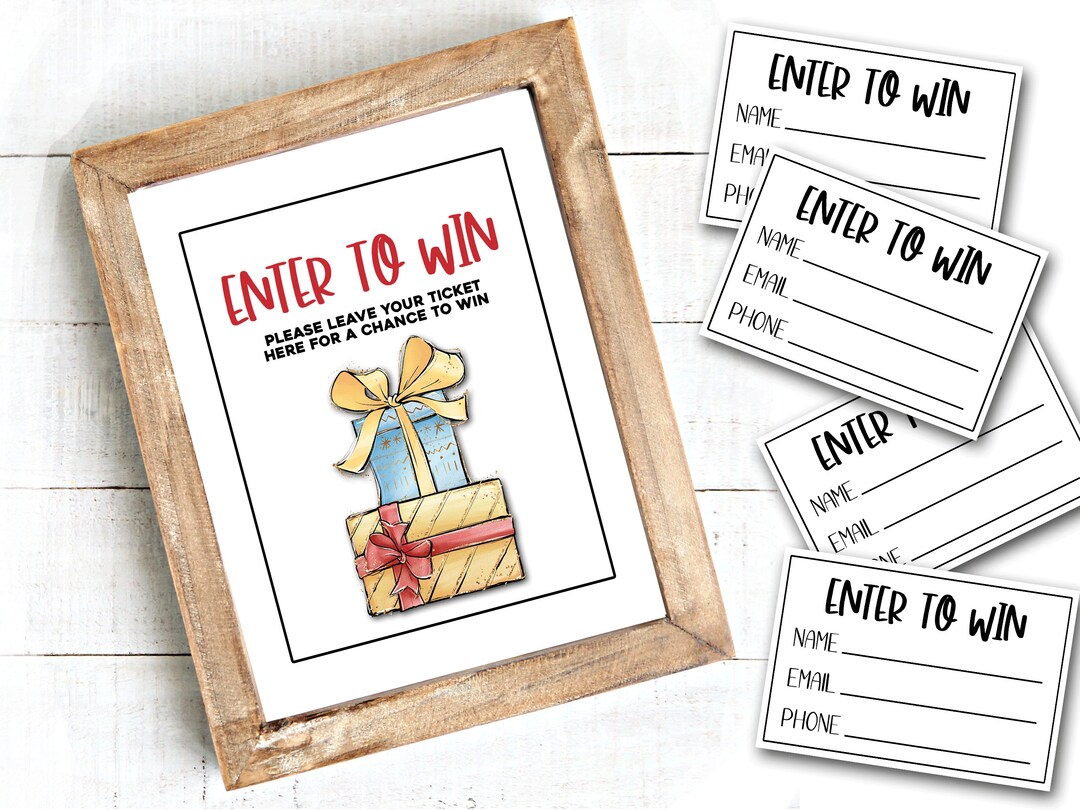 Enter to Win Tickets, Christmas Raffle Ticket and Sign Kit, Holiday ...