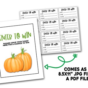 Enter to Win Tickets, Fall Raffle Ticket and Sign Kit, Halloween ...