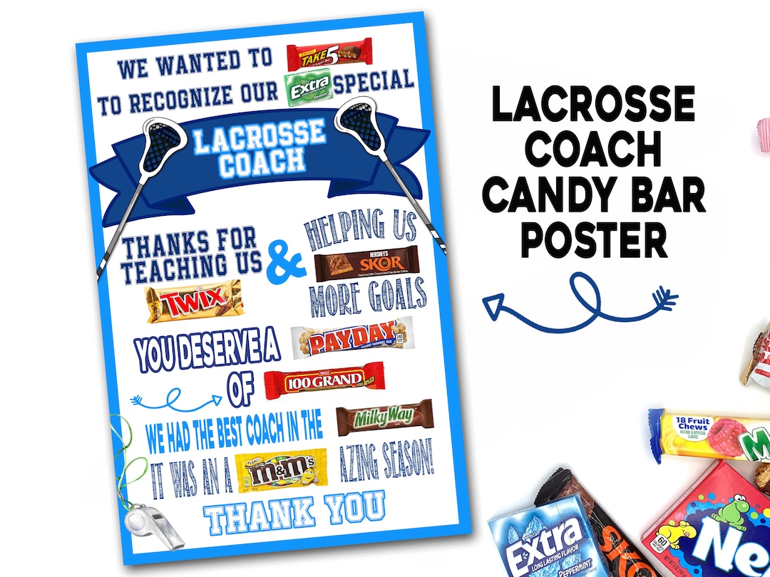 Lacrosse Coach Candy Gram Poster, Coaches Thank You Gift, Coach Gift ...