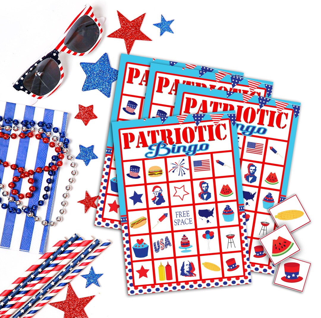 Patriotic Party Bingo Game, Fourth of July Party Game, Memorial Day ...
