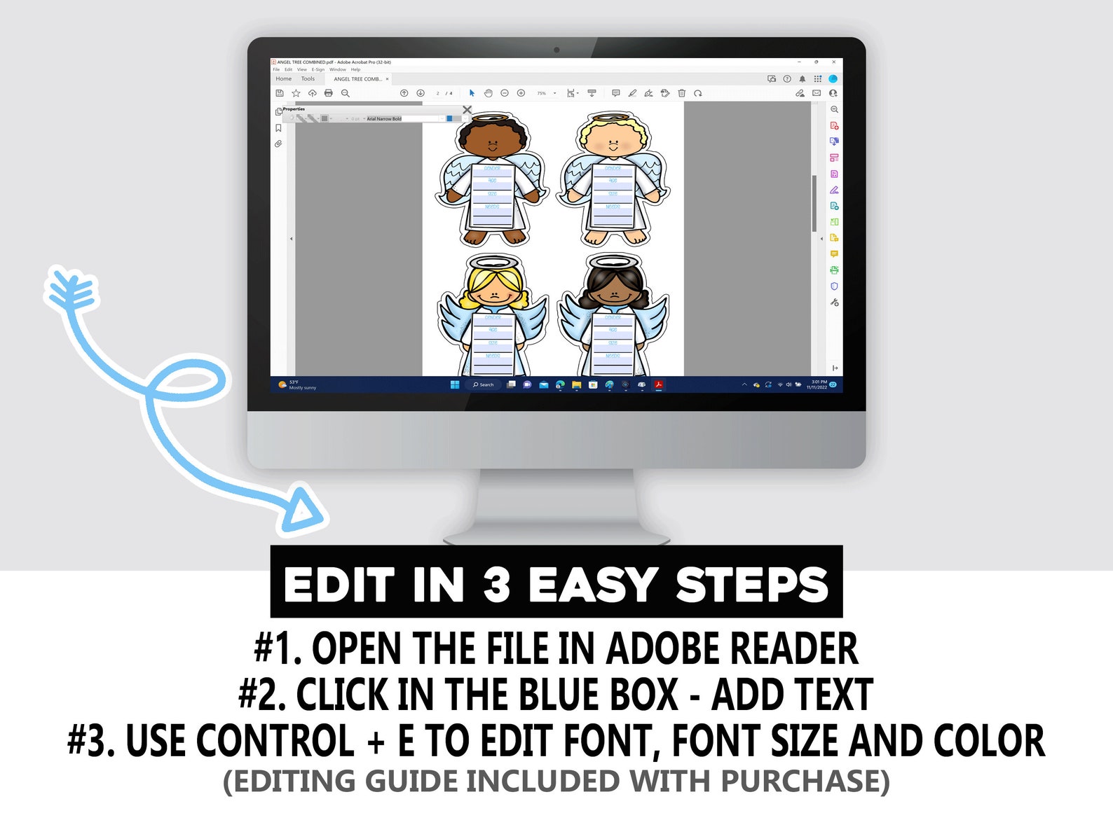 Angel Tree Kit, Angel Tree Sign, Angel Tree Sign Ups, Printable Angel ...