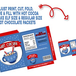 Elf Hot Cocoa Note, Foldable Christmas Elf Hot Cocoa Packet, Printable ...