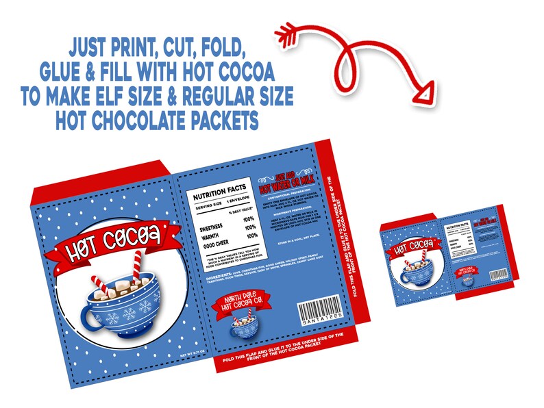 Elf Hot Cocoa Note Foldable Christmas Elf Hot Cocoa Packet - Etsy