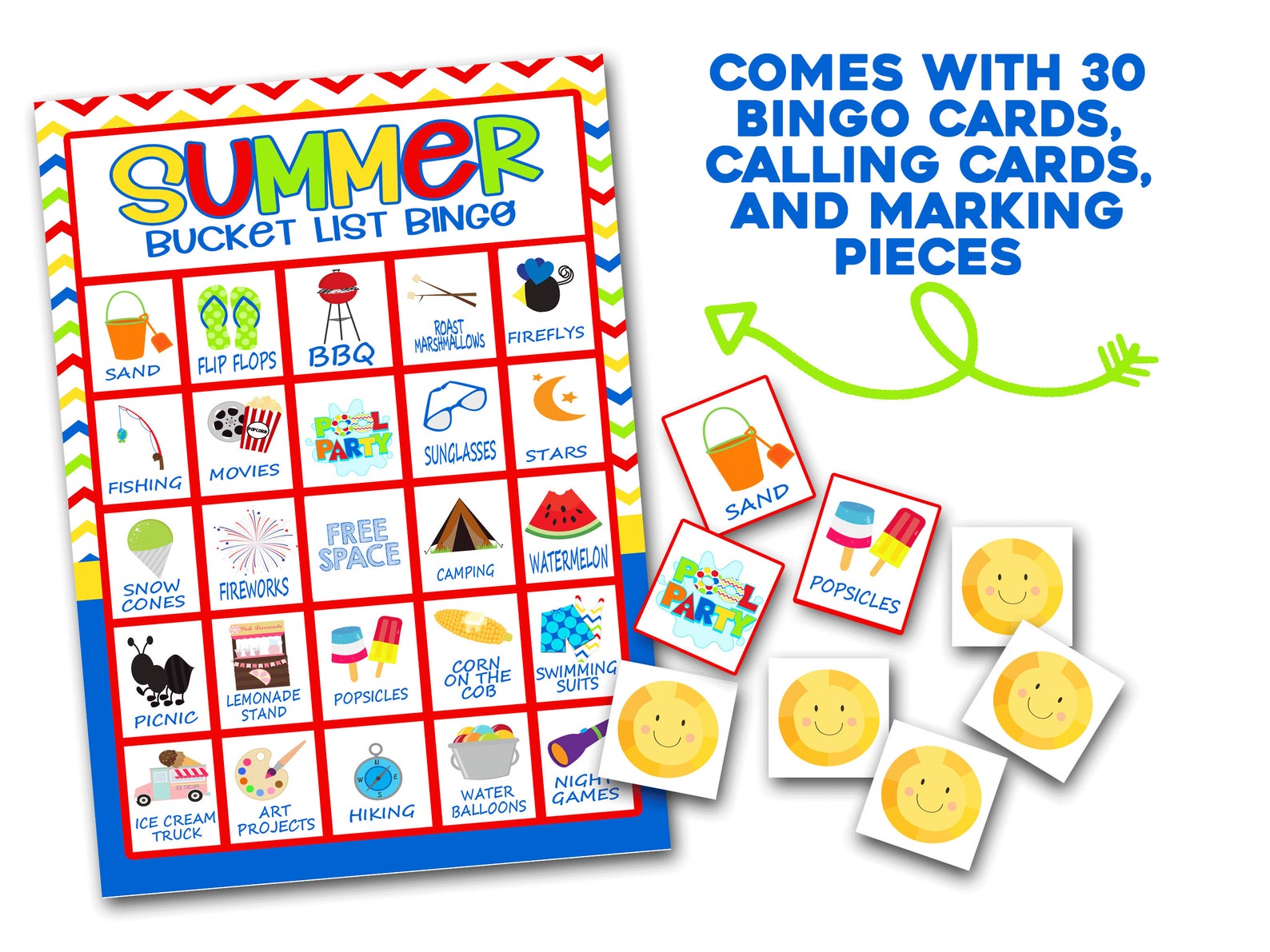 Summer Bingo Game Summer Party Game Summer Bucket List Last - Etsy