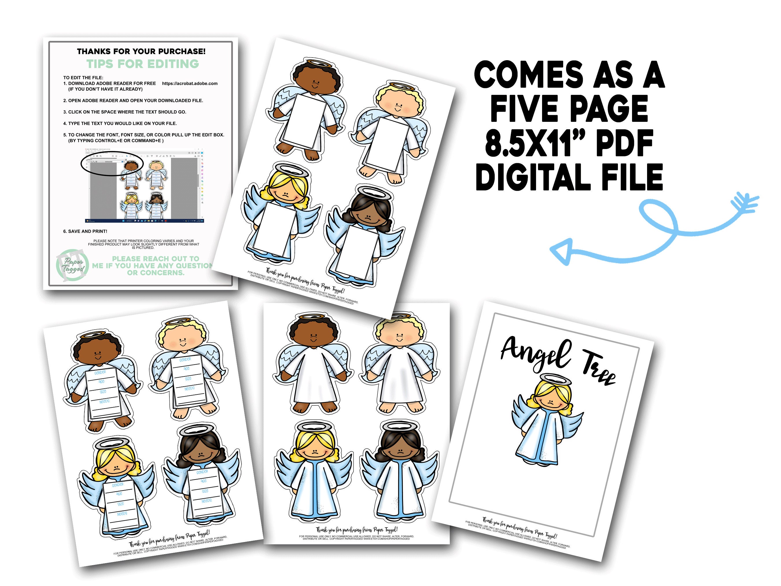 Angel Tree Kit, Angel Tree Sign, Angel Tree Sign Ups, Printable Angel ...