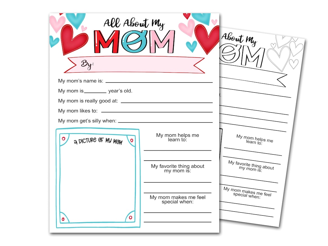 All About My Mom Mother's Day Printable, Mother's Day Coloring Page ...