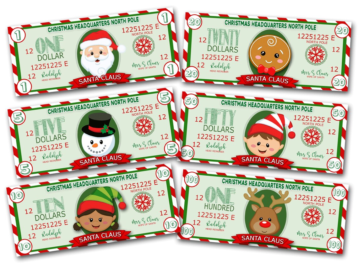 Christmas Play Money, North Pole Santa Money, Christmas Fake Money ...