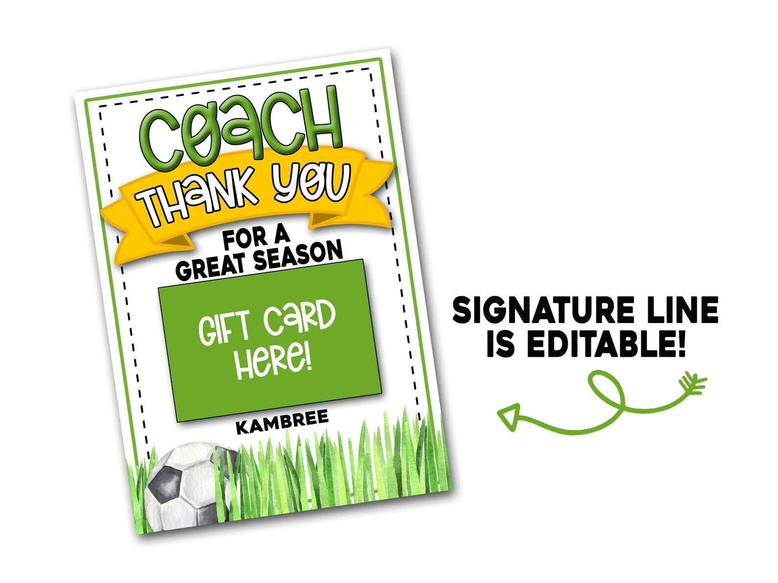 Soccer Coach Thank You Gift Card Holder Soccer Thank You - Etsy