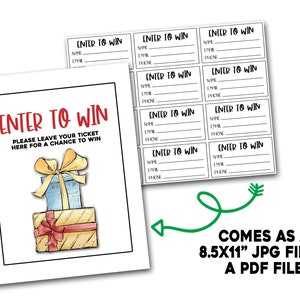 Enter to Win Tickets, Christmas Raffle Ticket and Sign Kit, Holiday ...