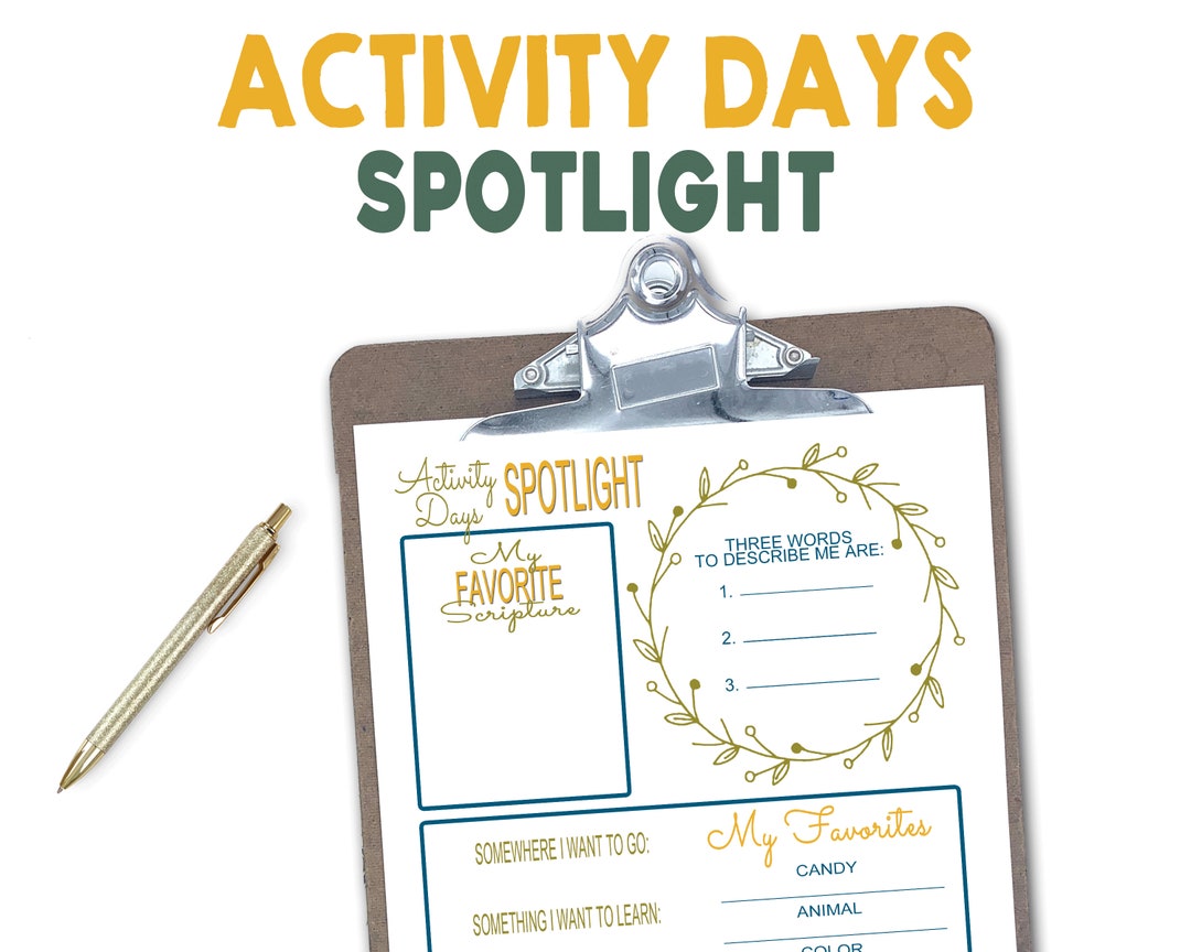 LDS Activity Days Spotlight, Printable Instant Download, LDS Young ...