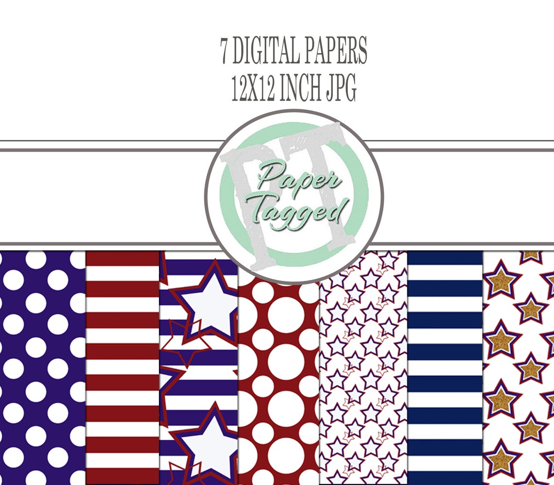 Patriotic Digital Clip Art and Paper Pack 25 Clip Art | Etsy