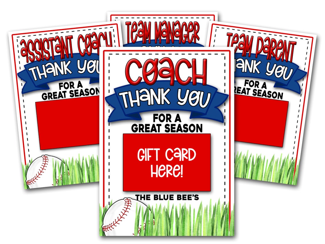 Baseball Coach Thank You Gift Card Holder, Thank You Card, Baseball ...