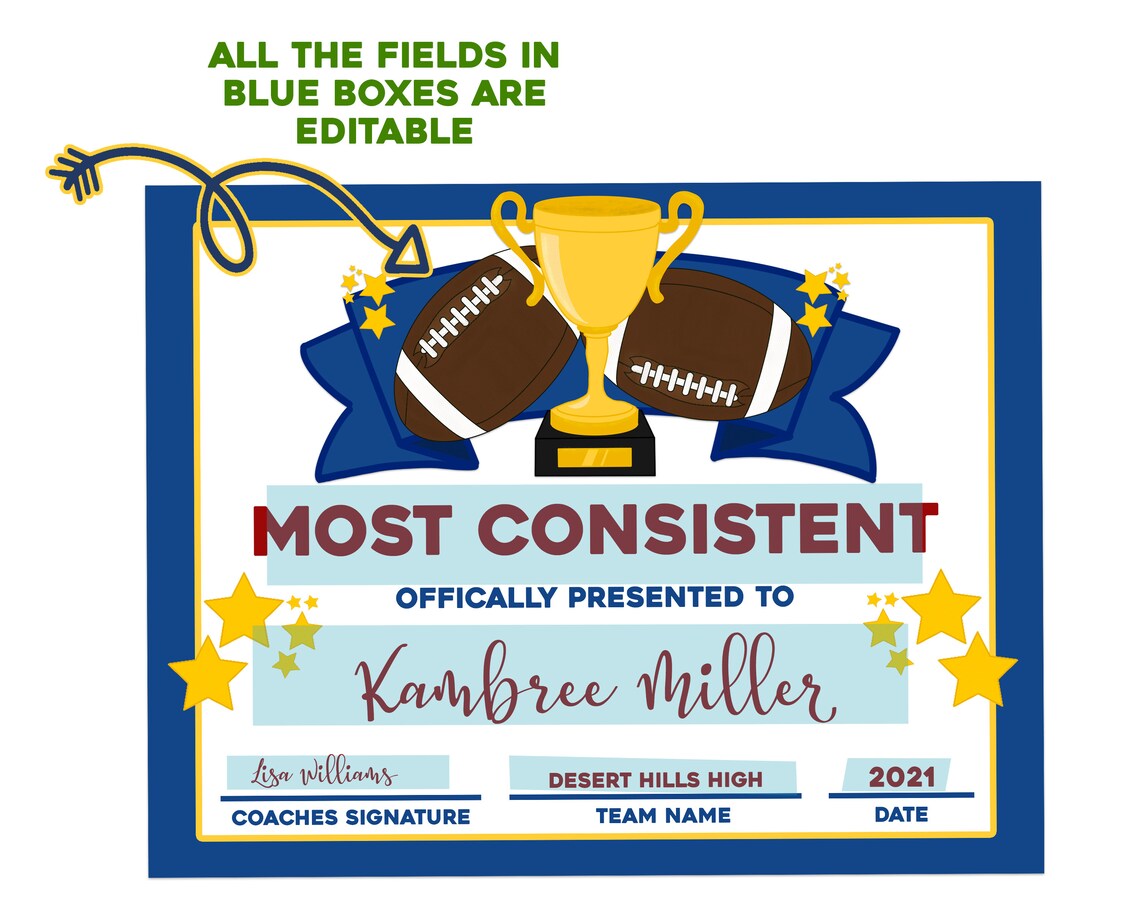 Sports Team Awards Editable PDF File Sports Certificates | Etsy