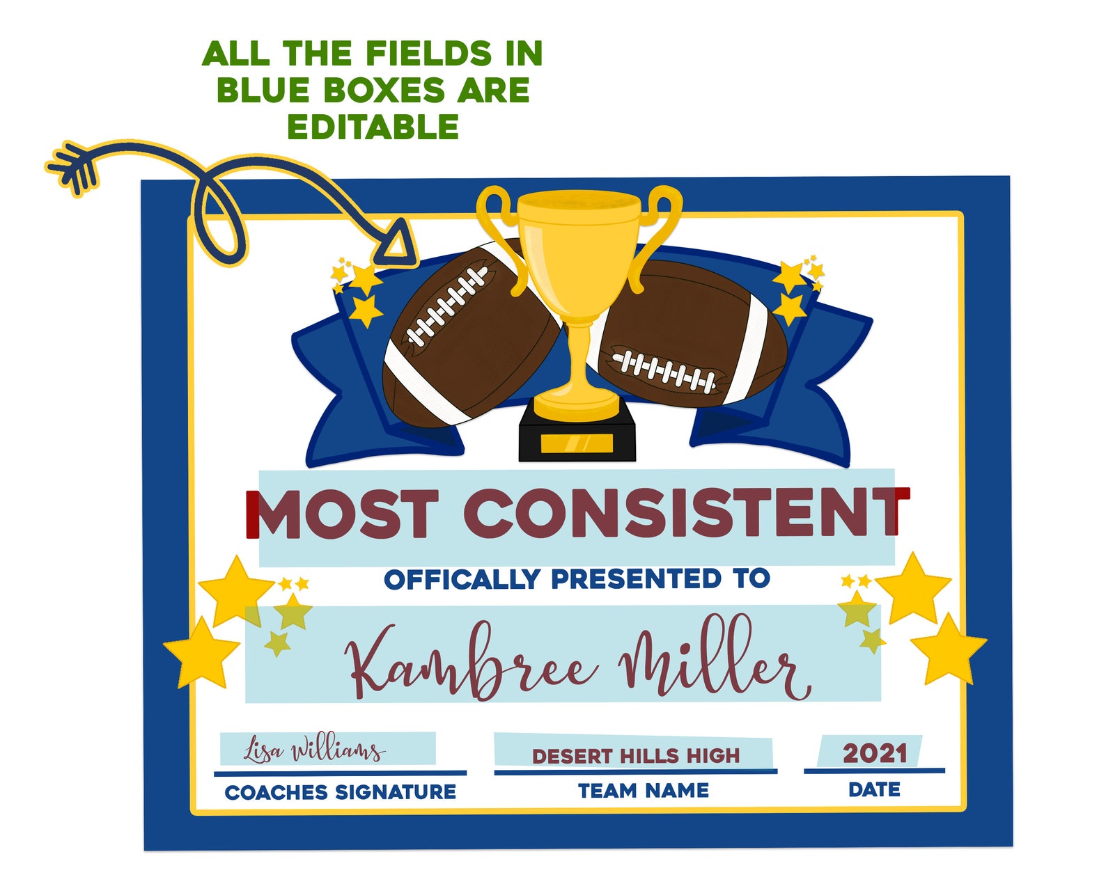 Sports Team Awards Editable PDF File Sports Certificates | Etsy