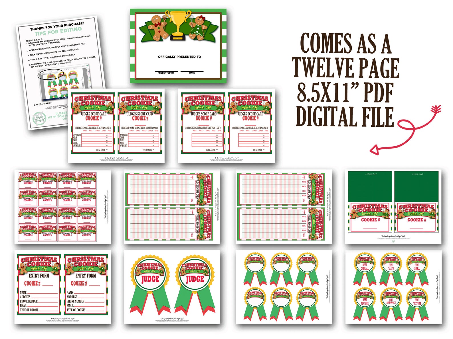 Christmas Cookie Bake off Competition Forms, Cookie Competition Judges ...