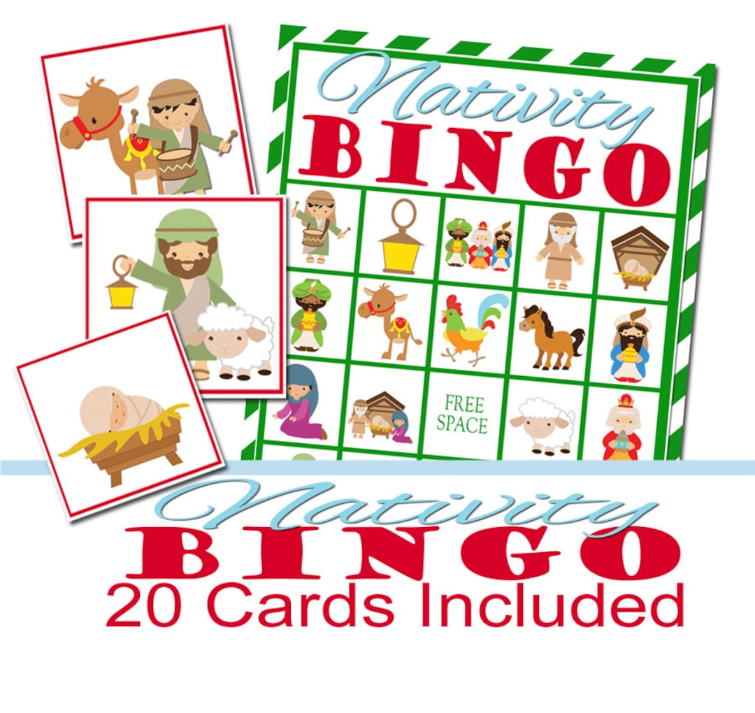 Nativity Christmas Party Bingo Game, Christmas Party Game, Religious ...