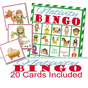 Nativity Christmas Party Bingo Game, Christmas Party Game, Religious ...