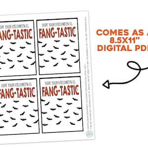 Halloween Treat Tag, Fangtastic, Non-candy Halloween, Printable ...