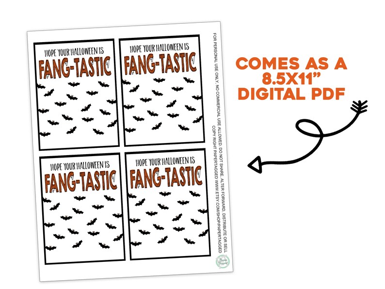 Halloween Treat Tag Fangtastic Non-candy Halloween - Etsy