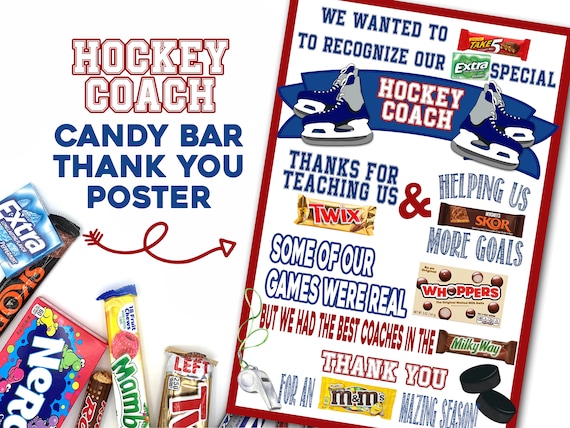 Hockey Coach Candy Gram Poster Thank You Gift Coach Gift | Etsy