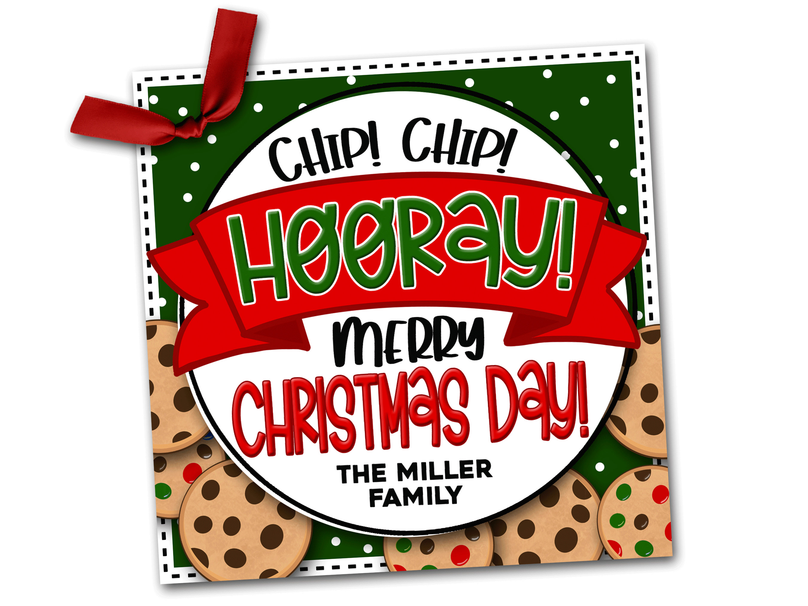 Cookie Christmas Neighbor Gift, Christmas Gift Tag, Chip Chip Hooray ...