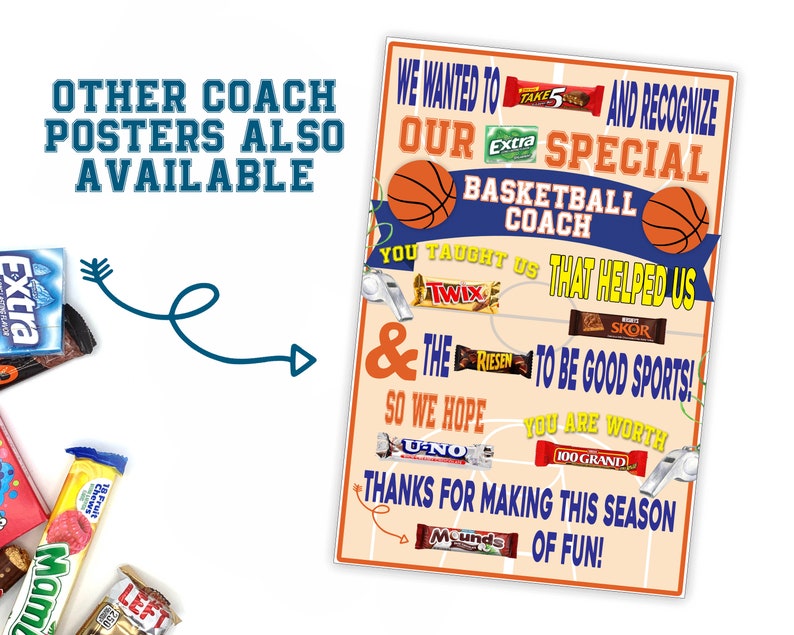 Soccer Coach Candy Gram Poster Coaches Thank You Gift Coach - Etsy