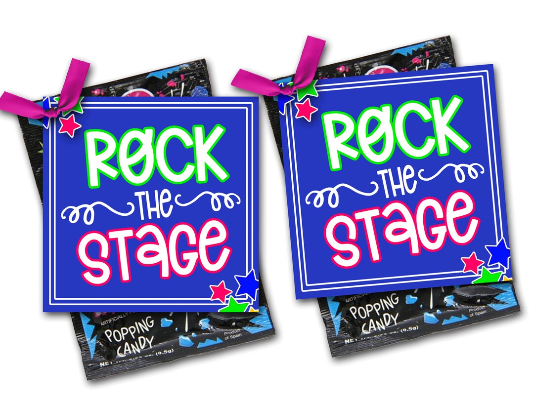 Dance Competition Treat Tags, Cheerleading Good Luck Favor Tags, Rock ...