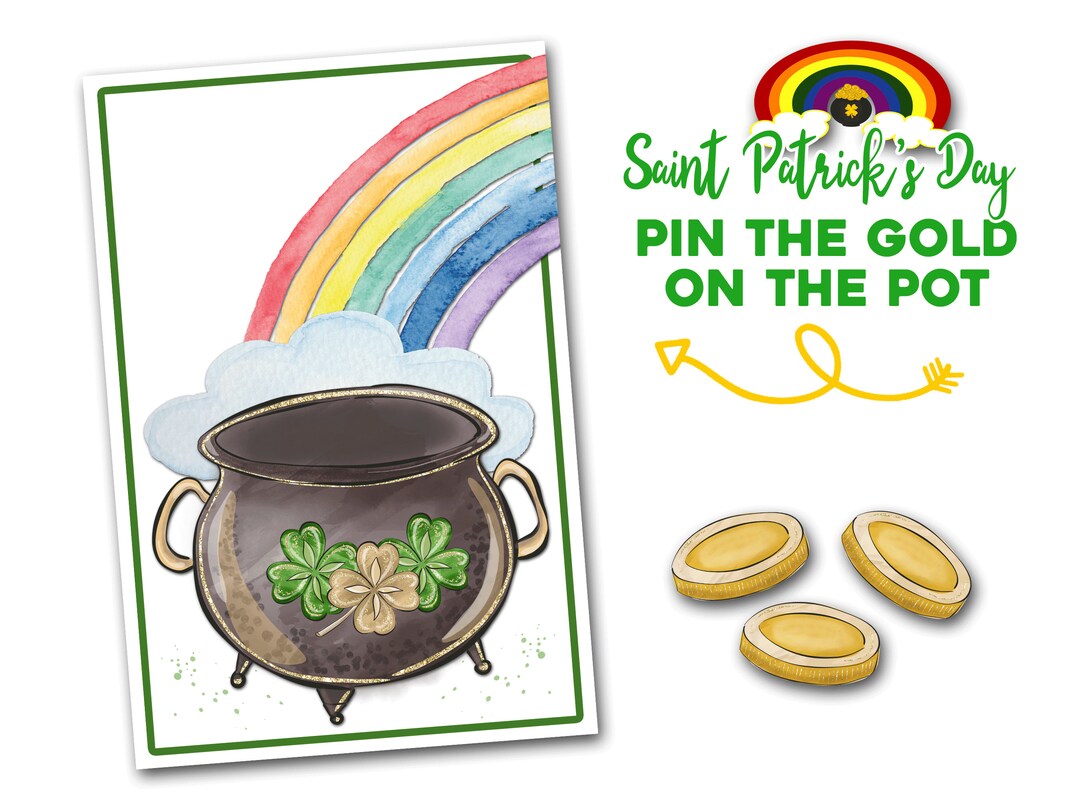 Saint Patrick's Pin the Gold Game, Printable Saint Patrick's Day Party ...